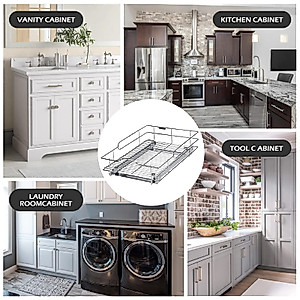 Tiger Pull Out Cabinet Organizer, Heavy Duty Slide Out Kitchen Cabinet Storage Shelves, Cabinet Opening, Wire Frame, Chrome Finish (14" W x21 D x 5" H)