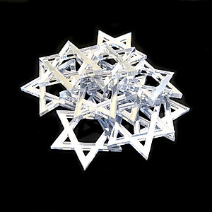 Super Cool Creations Star of David Shaped Crafting Mirrors, Set of 10, Many Colours, Shatterproof Acrylic, Light Grey, Pack of 10 x 5cm