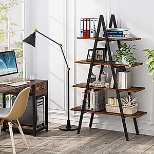 Tribesigns 4-Tier Bookshelf, A-Shaped Bookcase 4 Shelves Industrial Ladder Shelf Open Display Shelves Book Storage Organizer for Living Room, Home Office