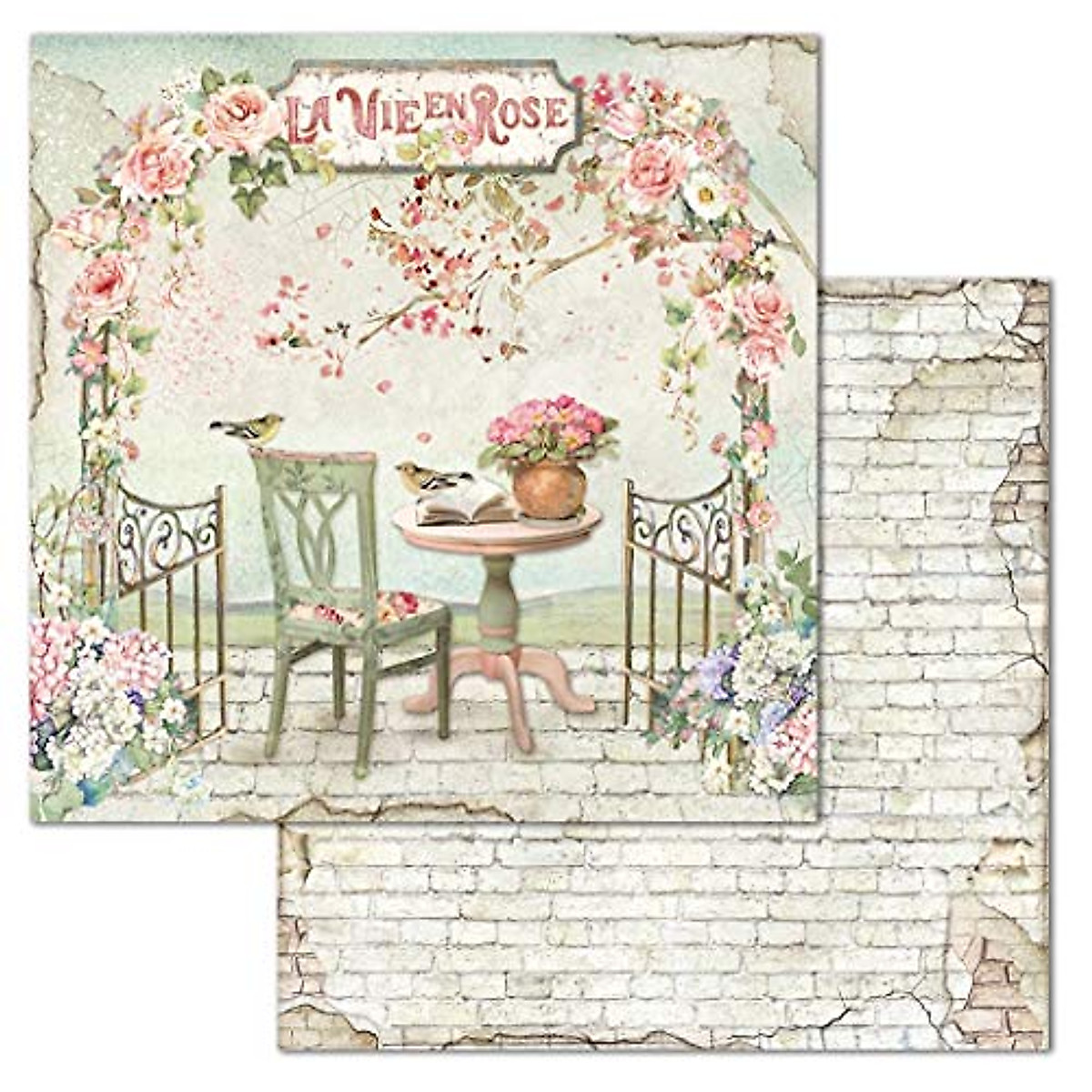 STAMPERIA INTERNATIONAL, KFT PAPER PAD 8X8 10PK HOUSE ROSE, 20.3 x 20.3 (8" x 8"), Multicoloured