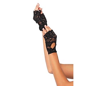Leg Avenue Women's Keyhole Lace Fingerless Gloves Costume Accessories, Black, One Size US