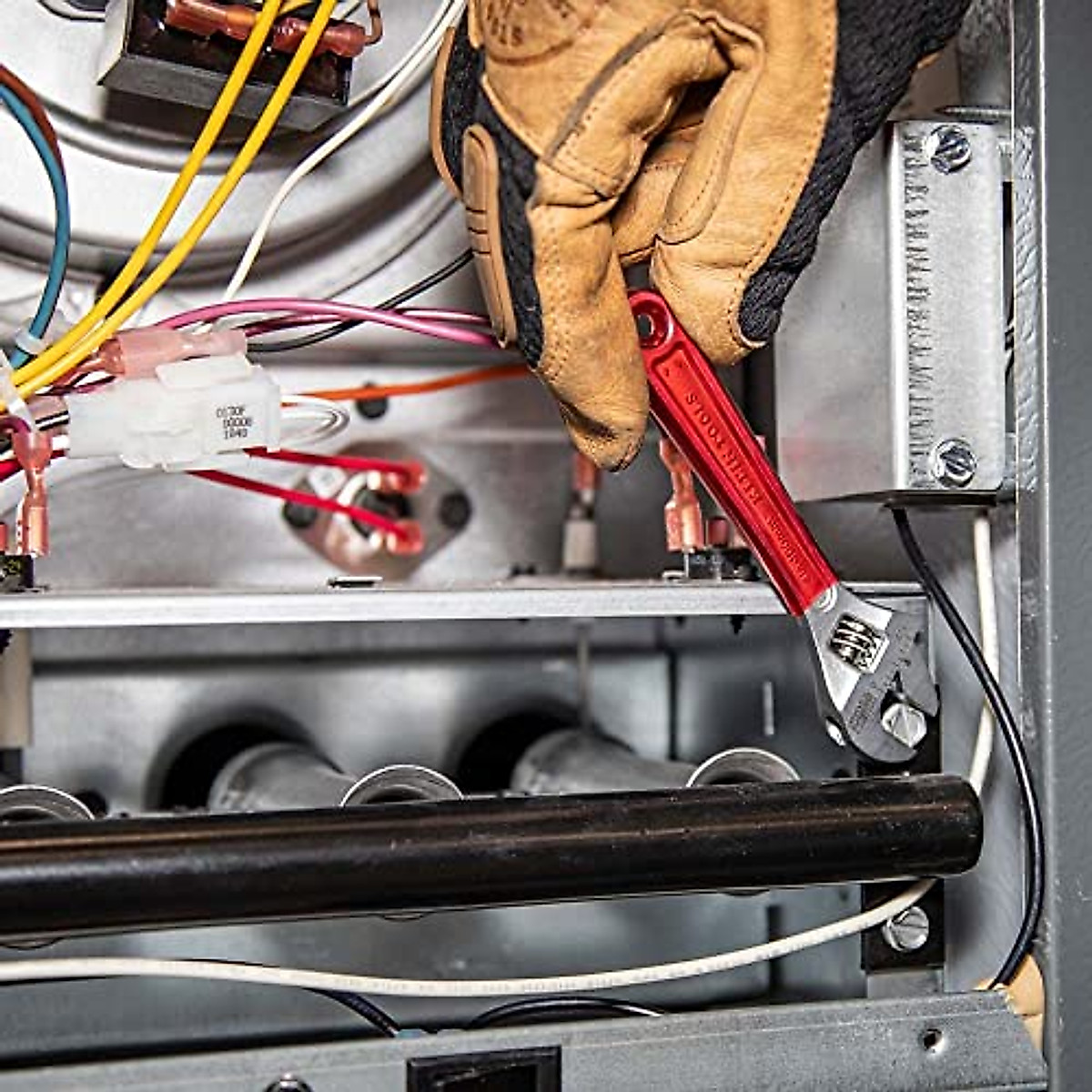 Klein Tools D506-4 Adjustable Drive Wrench, Forged with High Polish Chrome Finish and a plastic dipped handle, 4-Inch