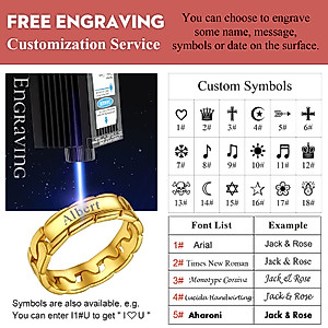 Personalized 18K Gold Plated Chain Rings for Women Stainless Steel Cuban Link Band Rings Size 5 Statement Thumb Ring Punk Couple Jewelry Gift