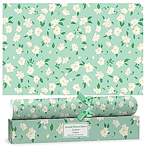 Drawer Liner, Lavender Scented Drawer Liner for Cabinet Drawers, Dresser Shelf, Linen Closet, Non Adhesive Scented Liners, Jasmine Scent 6 Sheets