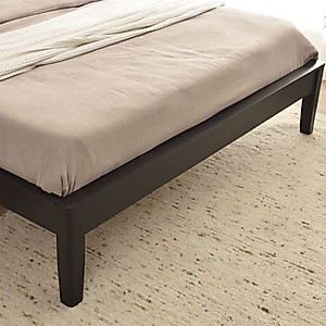 Better Home Products Stella Solid Pine Wood Queen Platform Bed Frame in Black