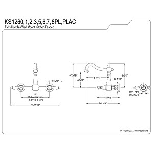 Kingston Brass KS1265PL Heritage Two-Handle Wall Mount Kitchen Faucet, Oil Rubbed Bronze
