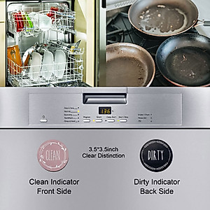 InfantLY Bright Dishwasher Dirty/Clean Magnet Sign Indicator Stickers, 3.5inch Round Universal Double Sided Flip Dish Washer Refrigerator Reversib k006 k006