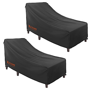 ULTCOVER Smart Selection Patio Lounge Chair Cover Waterproof Outdoor Chaise Lounge Covers 2 Pack - 76L x 32W x 30H inches, Black