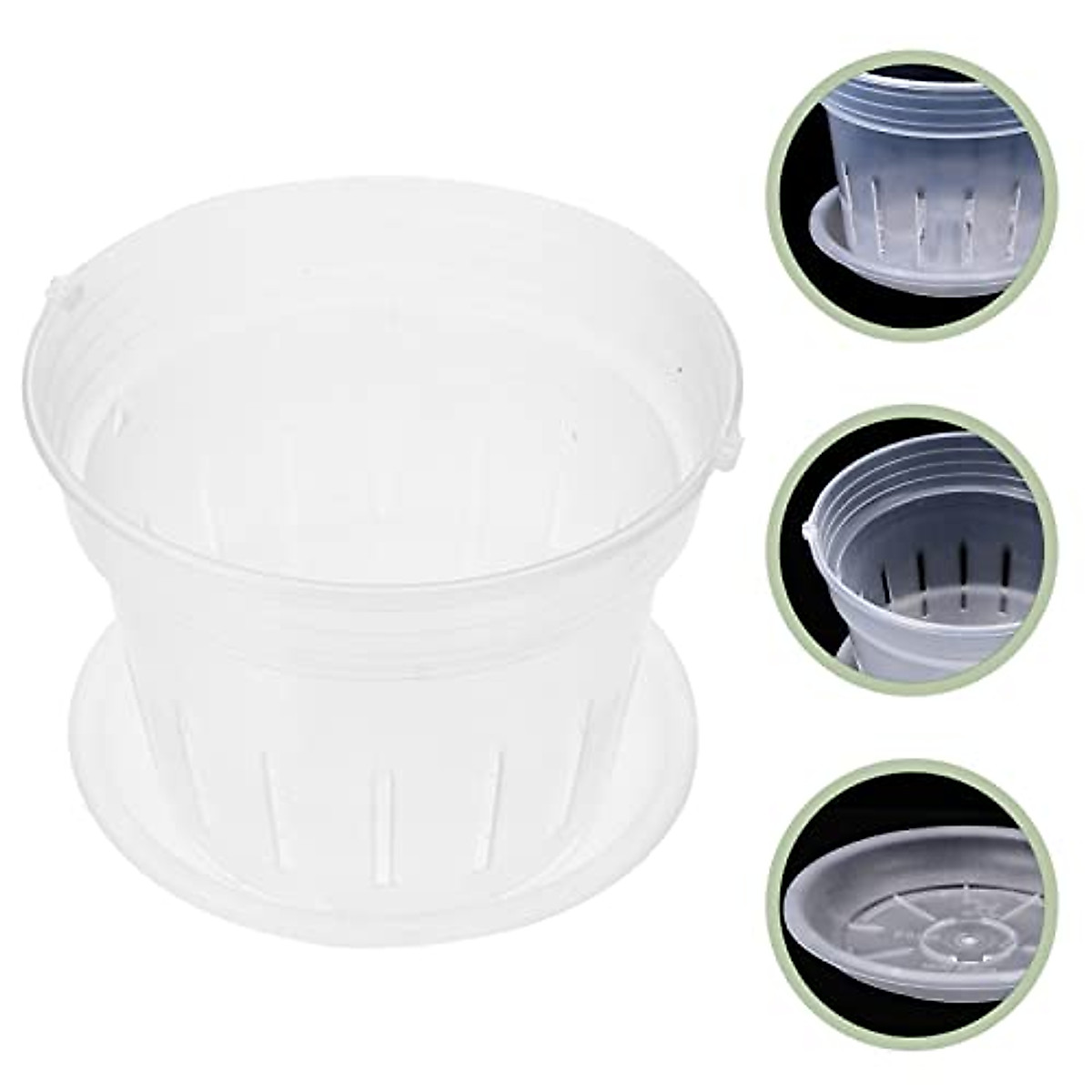 Yardwe 1set Bonsai Patio Ventilate for Plastic Cactus Starting Floral Rounded Saucer Drainage Flowerpot Bucket Trays Saucers, with Bar Pot, Starter Flowerpots Seedling X. Indoor
