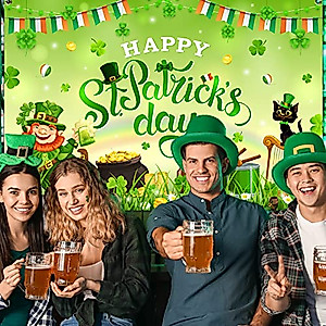 Happy St. Patrick's Day Banner - Irish Clover Yard Sign St. Patrick's Day Photo Background Decoration for St. Patrick's Day Party Decoration Supplies (Background)