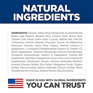 Hill's Science Diet Adult 1-6, Adult 1-6 Premium Nutrition, Dry Cat Food, No Corn, Wheat, Soy Chicken & Brown Rice Recipe, 7 lb Bag