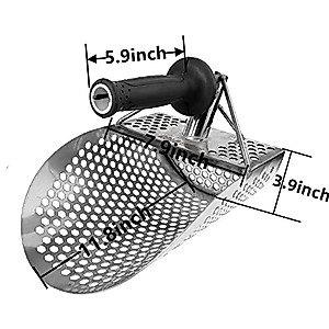 YtotY Beach Sand Scoop with Handle, Metal Detecting Tool,Beach Underwater Treasure Hunting, Stainless Steel Water Metal Detecting Tool Digging Shovel Fast Sifting Metal Detector…