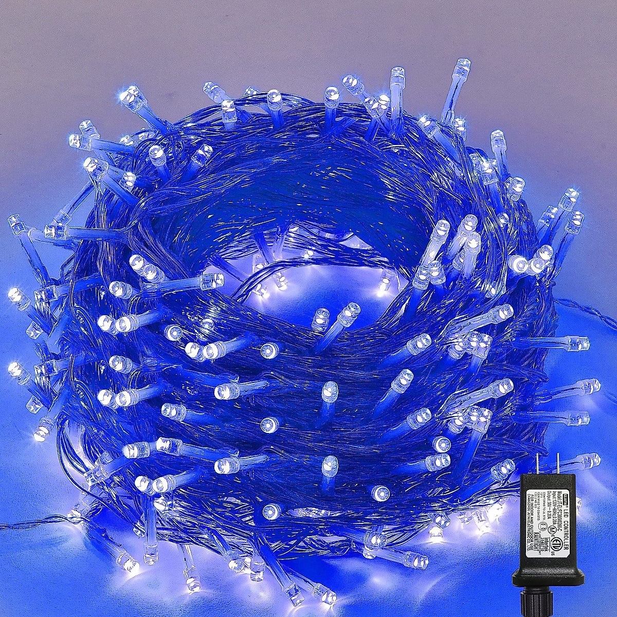 LJLNION 300 LED String Lights Outdoor Indoor, Extra Long 98.5FT Super Bright Christmas Lights, 8 Lighting Modes, Plug in Waterproof Fairy Lights for Holiday Wedding Party Bedroom Decorations (Blue)