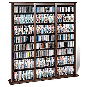 Atlin Designs Modern Wood 64" Triple Media Storage Rack in Espresso