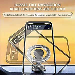 NHHC Compatible for MagSafe Car Mount for iPhone,[2022 New Upgrade] Dashboard 360° Rotation Magnetic Car Mount,Cell Phone Holder for MagSafe iPhone 13 12 / All Smart Phones (Silver)