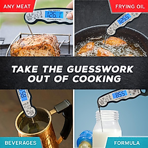 KIZEN Digital Meat Thermometer with Probe - Waterproof, Kitchen Instant Read Food Thermometer for Cooking, Baking, Liquids, Candy, Grilling BBQ & Air Fryer - Black/White