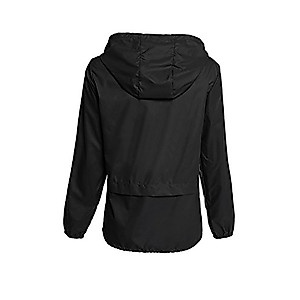 Avoogue Lightweight Raincoat Climbing Jackets Women's Waterproof Windbreaker Packable Outdoor Hooded Fall Rain Jacket Black XL