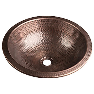 Monarch Abode 17094 Pure Copper Hand Hammered Rotunda Dual Mount Bathroom Vanity Sink (16 inches)