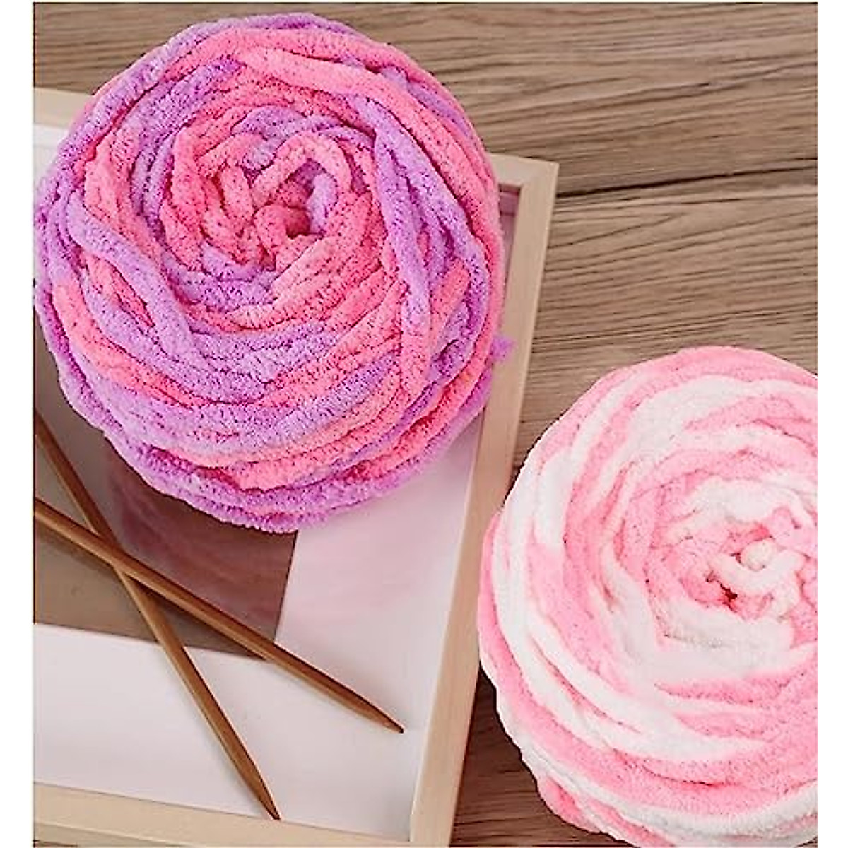 Multicolor 190g/ball Chenille Knitting Yarn Soft Ice Strip Line Cotton Yarn DIY Wool Yarn for Hand Knitting Scarf Thick Wool Yarn
