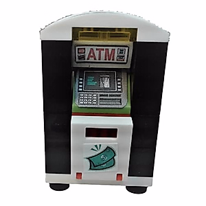 Building Bricks ATM Piggy Bank with Custom Bank Money Cash Bills Credit Cards Smart Phones-Personal ATM for Kids- Boys Girls Birthday Gift Toy