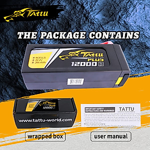 TATTU Plus LiPo Smart Battery Pack 12000mAh 22.2V 15C 6S with AS150+XT150 Plug for UAV Drone Integrated with Smart BMS