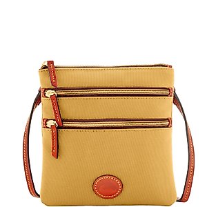 Dooney & Bourke Women's North South Triple Zip Crossbody in Lightweight Nylon, Handbag with Adjustable Shoulder Strap, Black