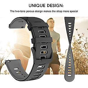 NotoCity for Vivoactive 3, Galaxy Watch 4 Galaxy Watch 5/Pro, 20mm Silicone Replacement Band for Forerunner 245/645, Galaxy Watch 4 Classic Watch 3 41mm/ Active 2(black-gray)