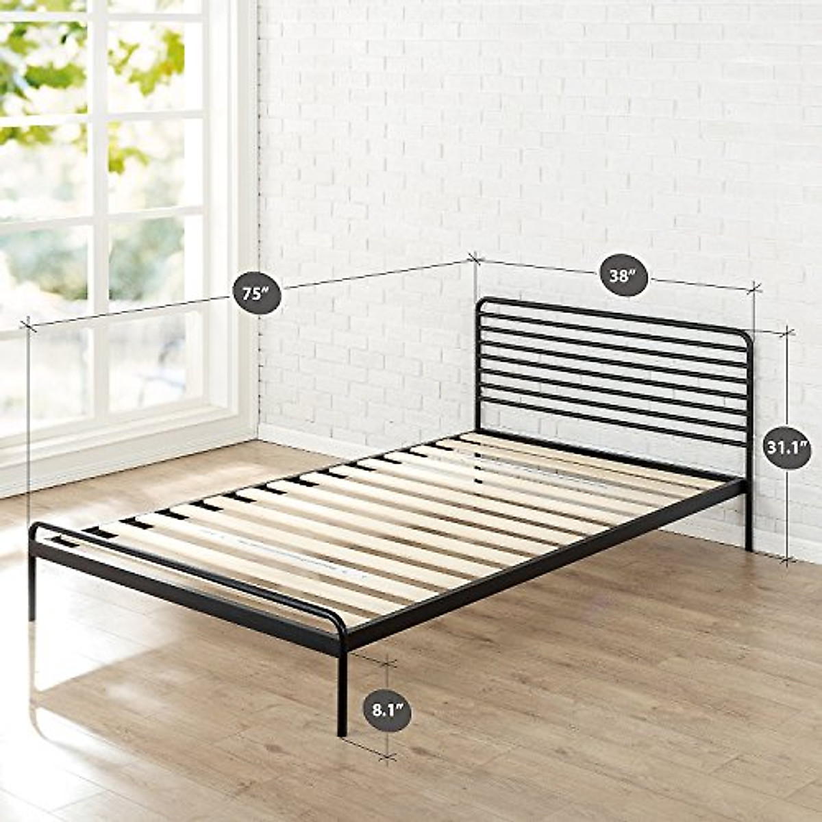 Zinus Tom Metal Platform Bed Frame / Mattress Foundation / No Box Spring Needed / Wood Slat Support / Design Award Winner, Twin