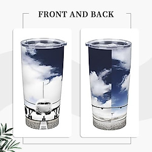 20oz Insulated Tumblers with Lids and Straws Aircraft Plane Stainless Steel Coffee Tumbler Cup Double Wall Vacuum Travel Coffee Mugs for Home, Office, Outdoor
