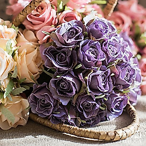 Gentille G Home Collection Rustic Light Pink Purple White Silk Rose Bouquet (Purple)