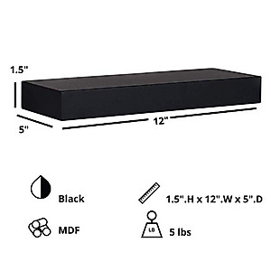 kieragrace Stockholm Maine Floating Wall Shelf - Black, 12"