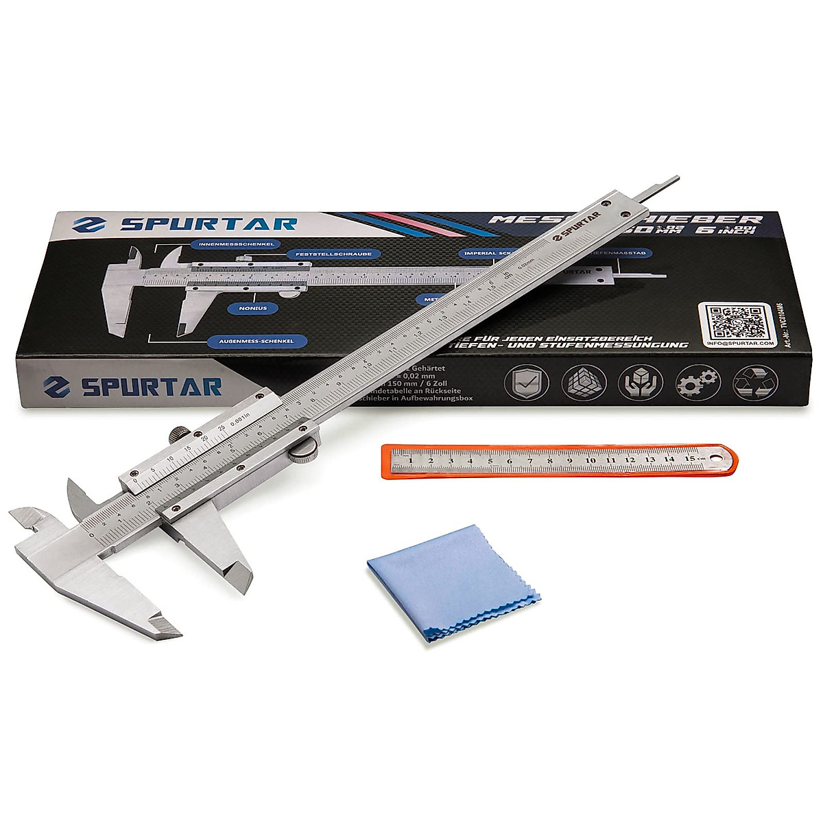 Spurtar Vernier Caliper Measuring Tool 6" Stainless Steel, 0-6Inch/0-150mm Manual Non Digital Calipers, 0.001"/0.02mm High Precision Durable Micrometer
