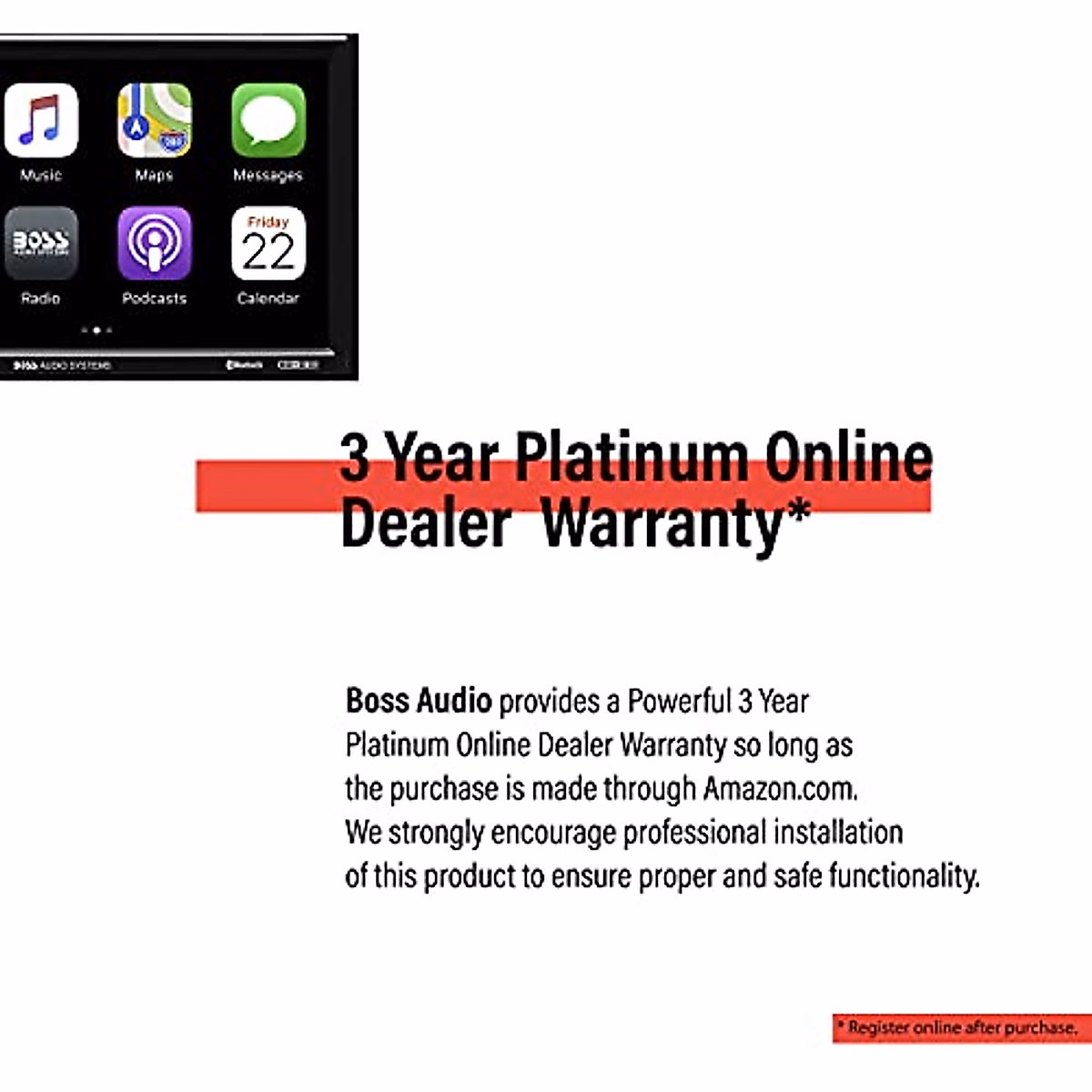 BOSS Audio Systems BVCP9700A Car Audio Stereo System - Apple CarPlay, Android Auto, 7 Inch Double Din, Touchscreen, Bluetooth Audio and Calling Head Unit, Radio Receiver, No CD Player, for Amplifier