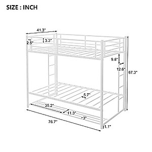 Twin Over Twin bunk Bed with Storage (White)