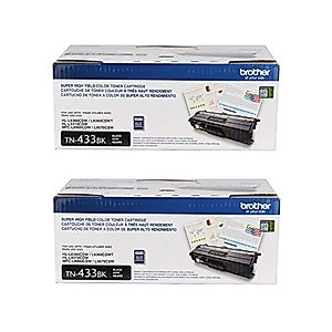 Brother Genuine TN433BK 2-Pack High Yield Black Toner Cartridge with Approximately 4,500 Page Yield/Cartridge