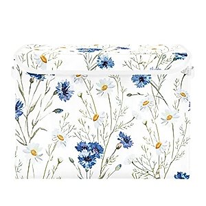 Tatenale Collapsible Storage Bins with Lids Decorative Fabric Storage Cubes Closet Organizer and Storage Basket Boxes Containers for Clothes Box Chest Nursery Folding Rectangle Floral