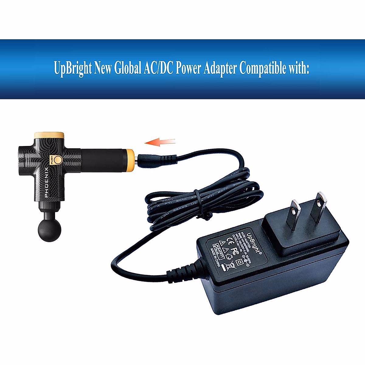 UpBright 24V AC/DC Adapter Compatible with Phoenix A2 A02 TL-24V-2400mAh SG02-24V-1500mAh X-Body Massage Gun Percussion Massager Relaxing Machine Li-ion Battery HY-2606 HY2606 26V Power Supply Charger