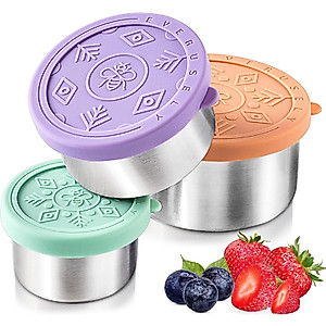 Everusely Stainless Steel Containers with Lids, Stainless Steel Food Containers with Lids, Stainless Steel Snack Containers for Kids, Stainless Steel Lunch Container, Metal Food Storage Containers
