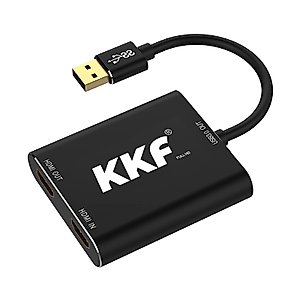 KKF 4K HDMI Capture Card, 1080P 60FPS Video Capture Card for Streaming and Recording of PS5, PS4, Xbox Series X/S, Nintendo Switch via DSLR OBS with HD Ultra-Low Latency (USB A 3.0)