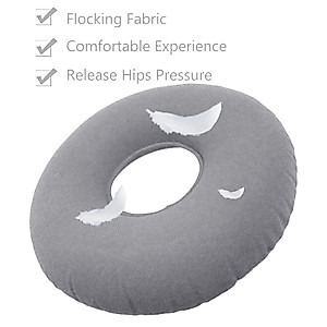 Shineyid 2 Pack Donut Pillow, Donut Cushion Seat, Inflatable Ring Cushion with A Pump, Hemorrhoid Seat Pillow, Round Wheelchairs Seat Cushion for for Home, Car or Office (15" Blue & Gray)
