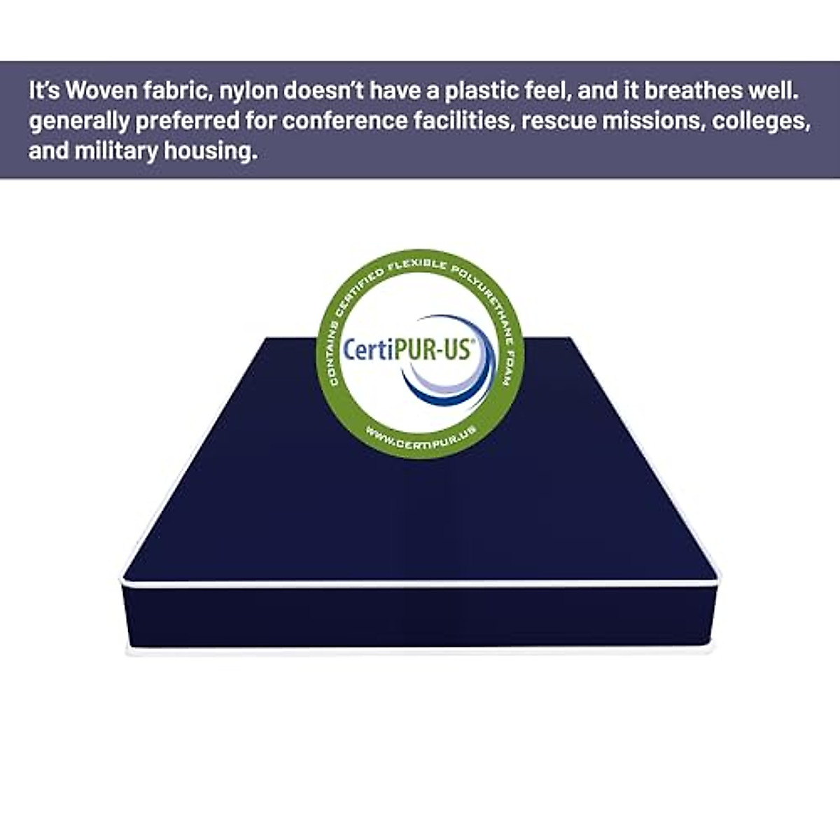 Greaton, 5/7/8/10 Inch Medium Firm Water-Resistance Vinyl Foam Mattress, Easy to Clean, Comfortable & Noise Free, Full XL, Blue