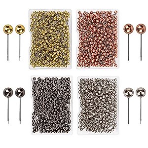 AIEX 1000 Pieces Map Tacks Color Metal Map Push Pins for World Map, Cork Board,Fabric Marking,1/8 inch Metallic Round Head with Stainless Steel Point,4 Colors