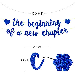 The Beginning of A New Chapter Banner, Farewell! Good Luck! Banner Decorations, Graduation, Retirement, Baby Shower, Engagement, Party Supplies Blue Glitter…