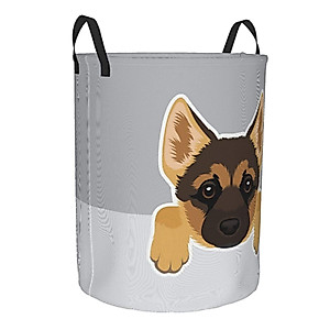 FeHuew German Shepherd Dog Collapsible Laundry Basket with Handle Waterproof Fabric Hamper Laundry Storage Baskets Organizer Large Bins for Dirty Clothes,toys,Bathroom