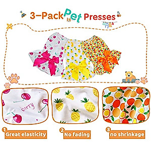 MSNFOASM 3-Pack Cherry Lemon Pineapple Print Dog Dress,Doggie Tank Top Vest Dresses,Holiday Cat Outfits,Soft Clothes for Small Dogs Girl(Small)