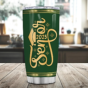 wowcugi Personalized Graduation Tumbler Senior Class Of 2025 Custom Cups with Lid 20oz 30oz Coffee Mugs Graduation Gifts Masters Tumblers for Men Women Graduating Daughter Son (Green)