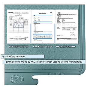cozymomdeco Korean Made Thick Silicone Double-Sided Usable Cutting Board 14.3" x 9.7" Foldable Design Drip Groove Grip Handle Dishwasher Safe 1PCS (Mint)
