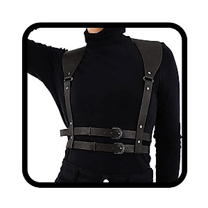 Asooll Leather Waist Harness Belt Punk Body Chain Leather body jewelry Beach Prom Party Rave Club Body Accessories Jewelry for Women and Girls(Black)