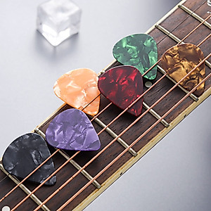 48Pcs Guitar Finger Protector Guitar Fingertip Protectors 4 Sizes Silicone Finger Guards Cover 5Pcs Thumb and forefinger picks for Ukulele Electric Guitar and10 Guitar Picks