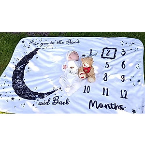 Miles&Molly Baby Monthly Milestone Blanket Boy, Girl |New Baby Boy Gift, Nursery Decor Baby Shower | Newborn Baby Month Blanket | Baby Growth Chart, 60x40